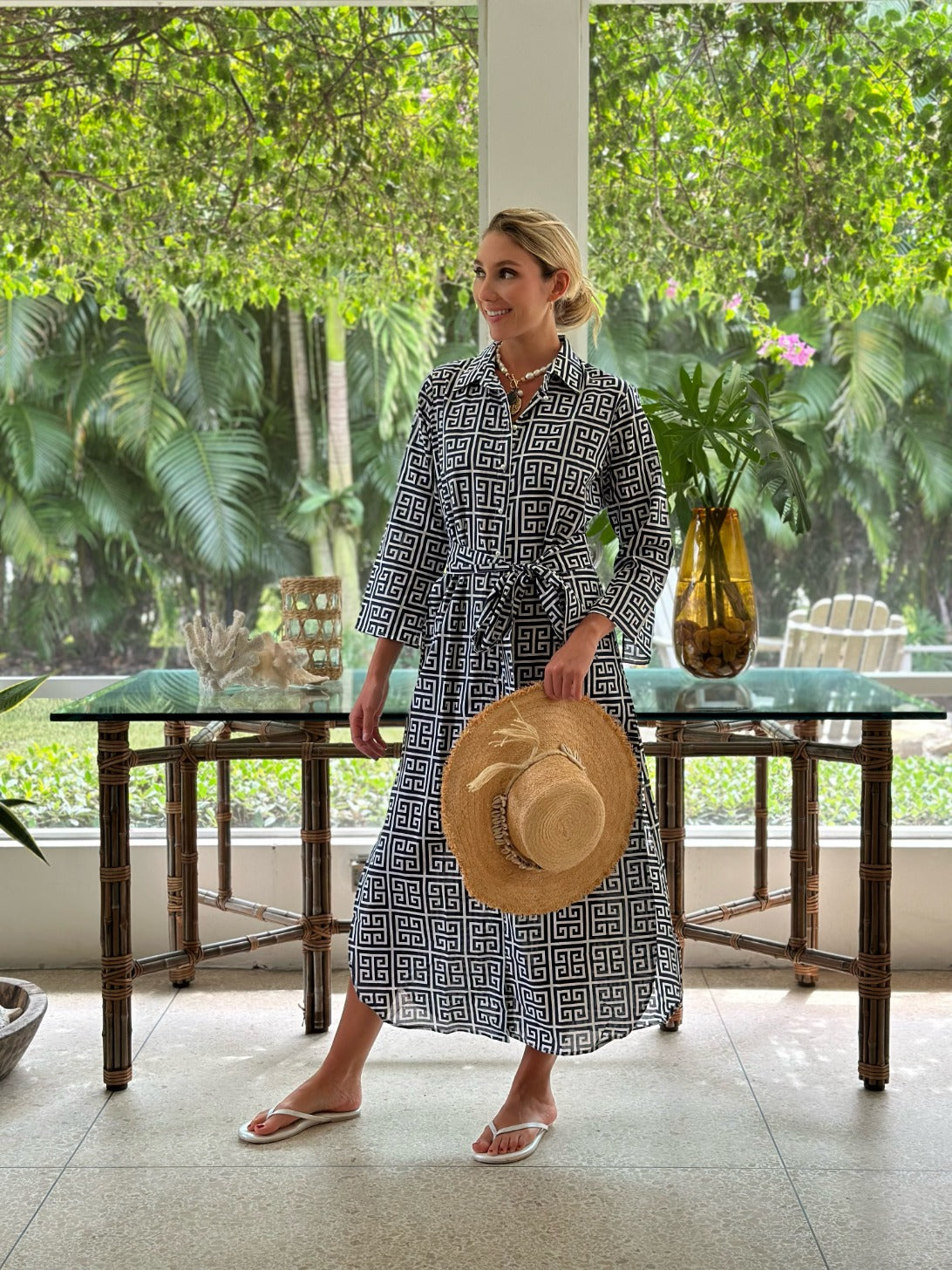 Dar Dress Greek Key Navy – Just Darviny