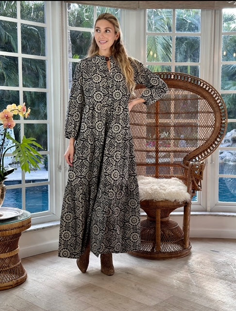 Boho Long Dress Chuckra Black – Just Darviny